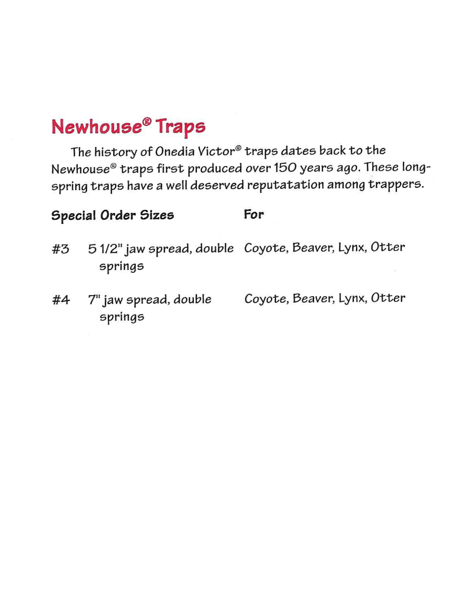 Newhouse® Traps – Oneida Victor